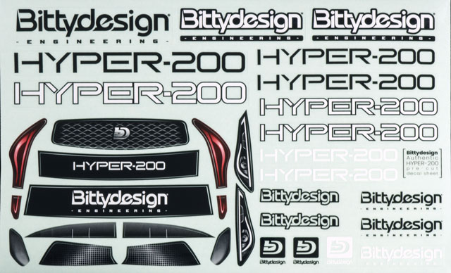 BittyDesign 1/10 HYPER-200 Clear Body #BDTC-200HYP Áo Body Xe RC